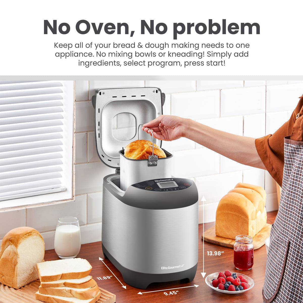 2 Lb Programmable Bread Maker Machine, 3 Loaf Sizes, 19 Menu Functions – Shop Elite Gourmet ...